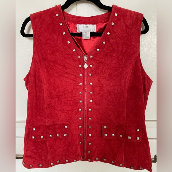 Lisa international | Tops | Lisa International Red Suede Vest With ...